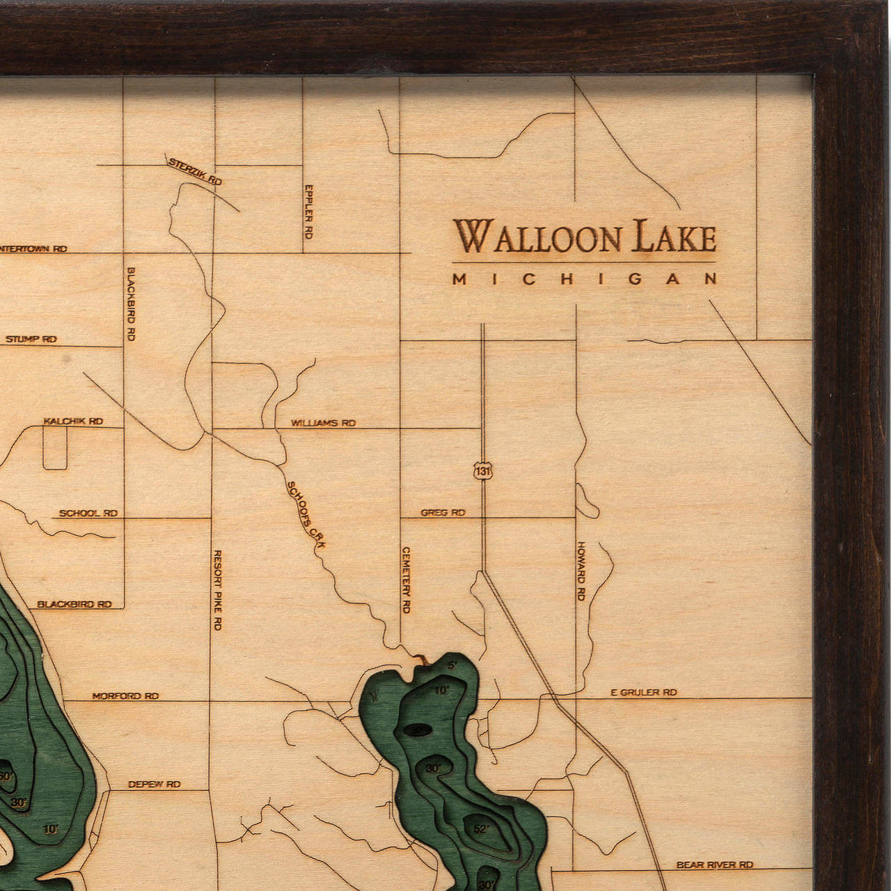 Walloon Lake - Nautical Wood Maps - 3D Wall Decor