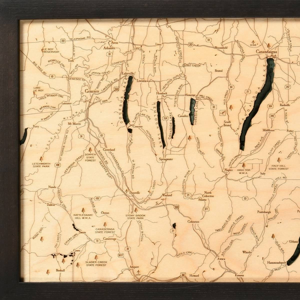 Finger Lakes - Nautical Wood Maps - 3D Wall Decor