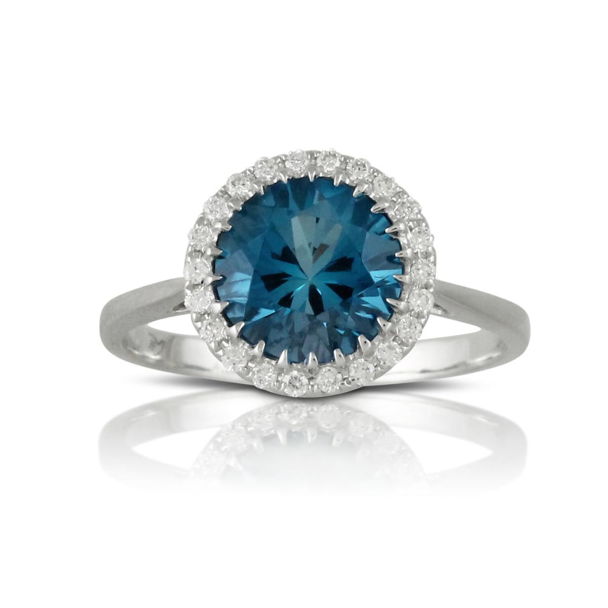 London Blue Topaz & Diamond White Gold Ring | Doves Jewelry