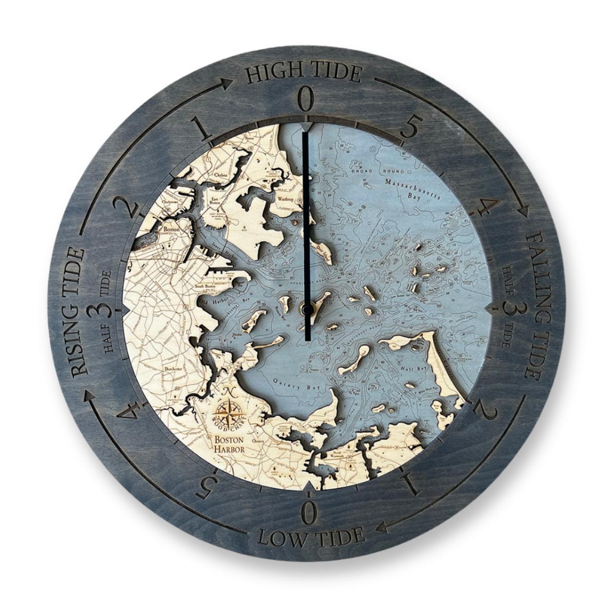 Boston Harbor Tide Clock by Nautical Wood Maps