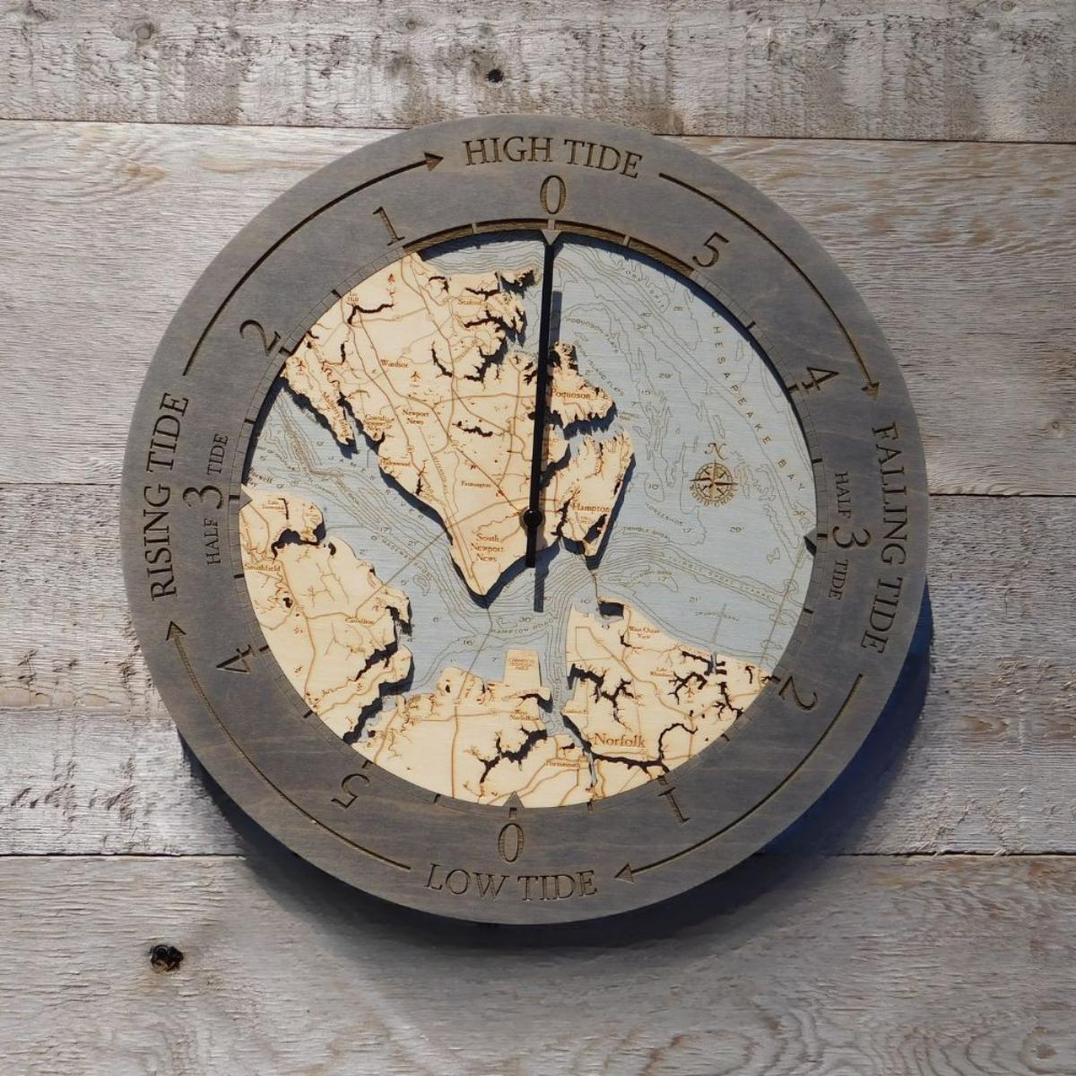 Norfolk Tide Clock by Nautical Wood Maps