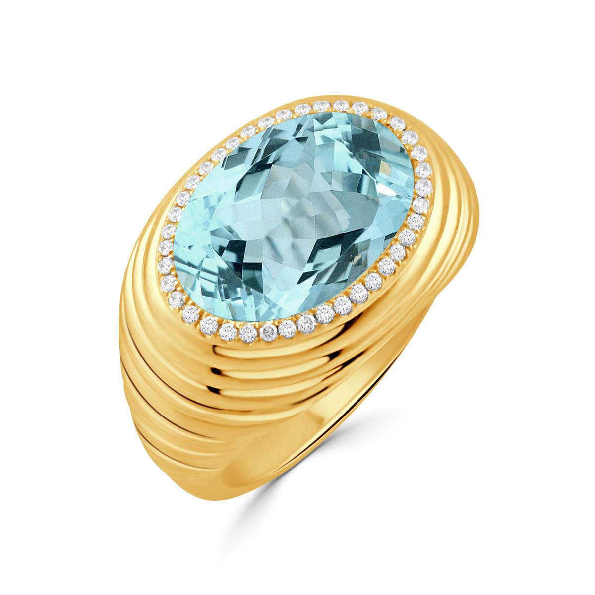 Sky Blue Topaz Gold Ridges Ring by Doves Jewelry