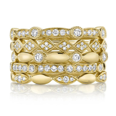 Diamond 5 Stack Ring in Yellow Gold by Shy Creation (SC22005623)