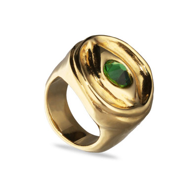 Ser Intuitiva Green Eye Ring in Gold by UNOde50