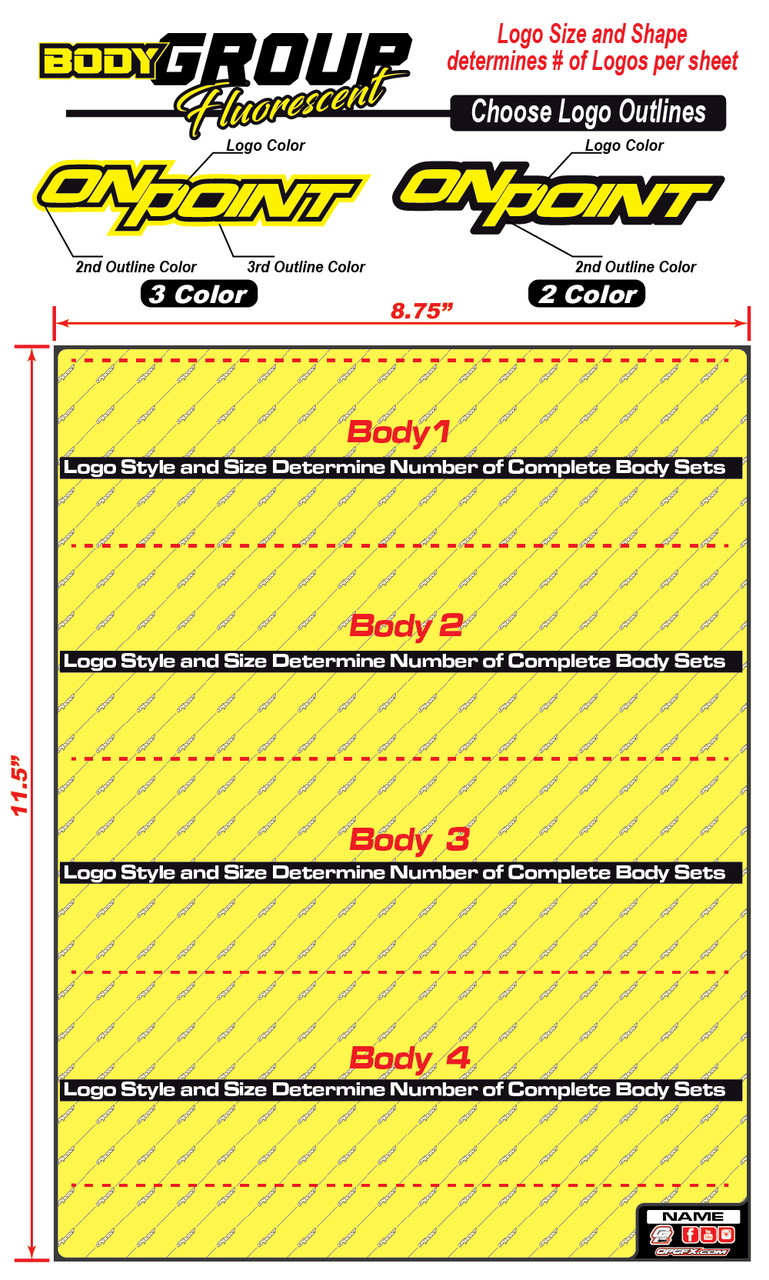Race Sticker Sheets Body Group - FLO - OnPoint Graphix