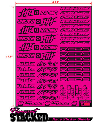 Race Sticker Sheets STACKED - FLO PINK - OnPoint Graphix