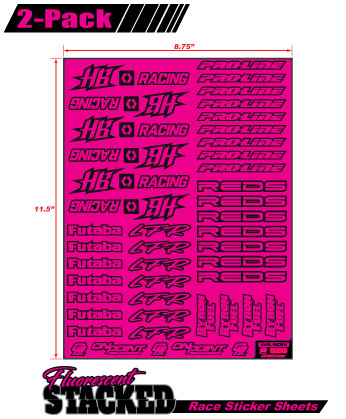 Race Sticker Sheets STACKED - FLO PINK - 2 Pack - OnPoint Graphix