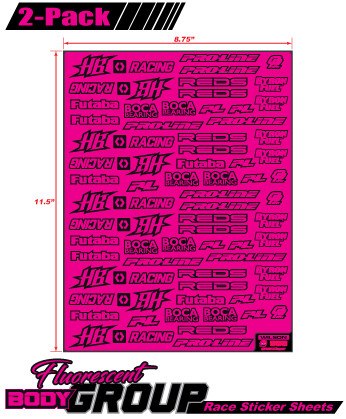 Race Sticker Sheets Body Group-FLO PINK 2 Pack - OnPoint Graphix