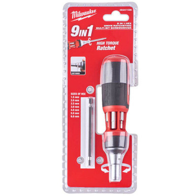 Milwaukee 9 in 1 Ratcheting Multibit Screwdriver - Hex 1pc - Tool Truck UK