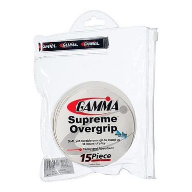 Gamma Supreme Overgrip - 15 pack, White - Bell Racquet Sports