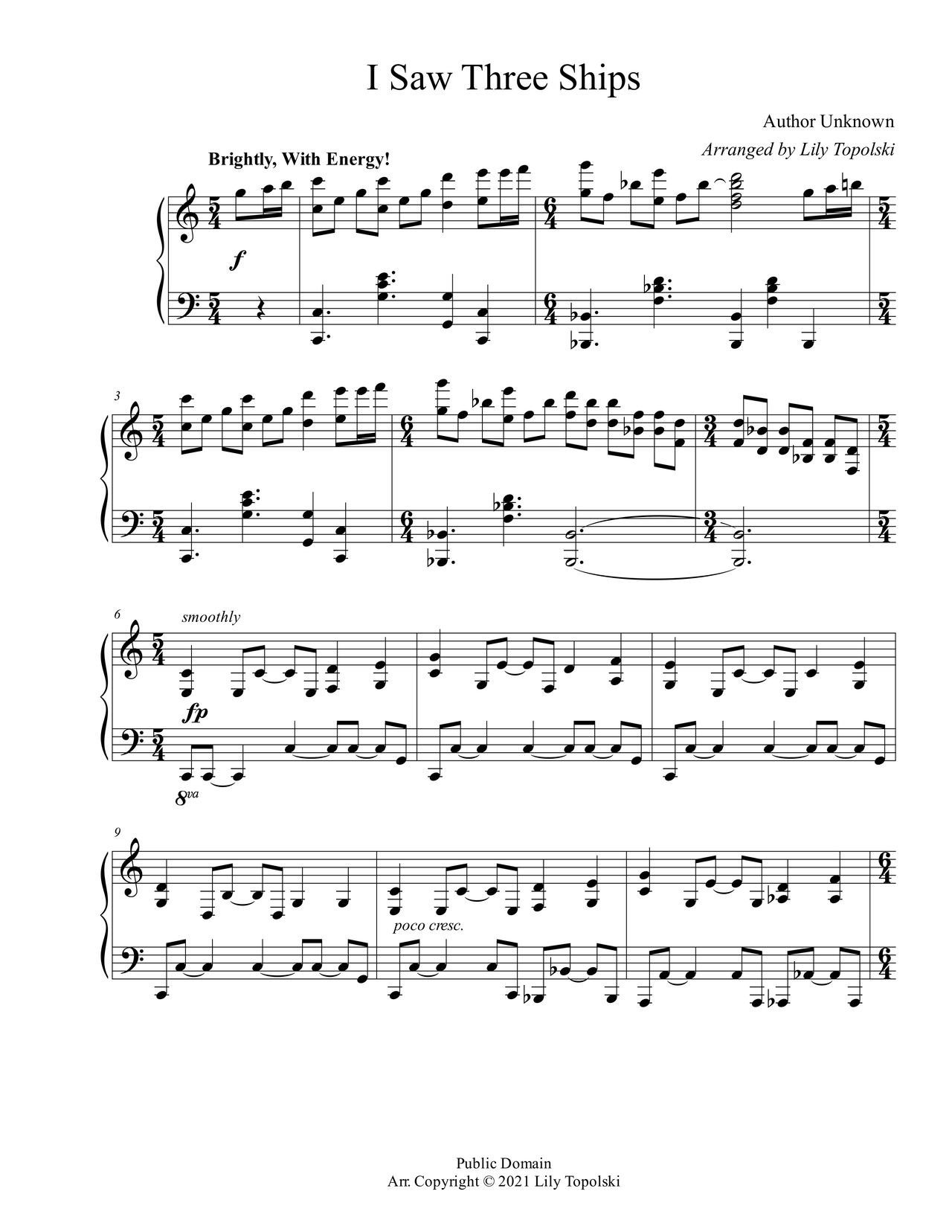 FREE: I Saw Three Ships - Digital Sheet Music