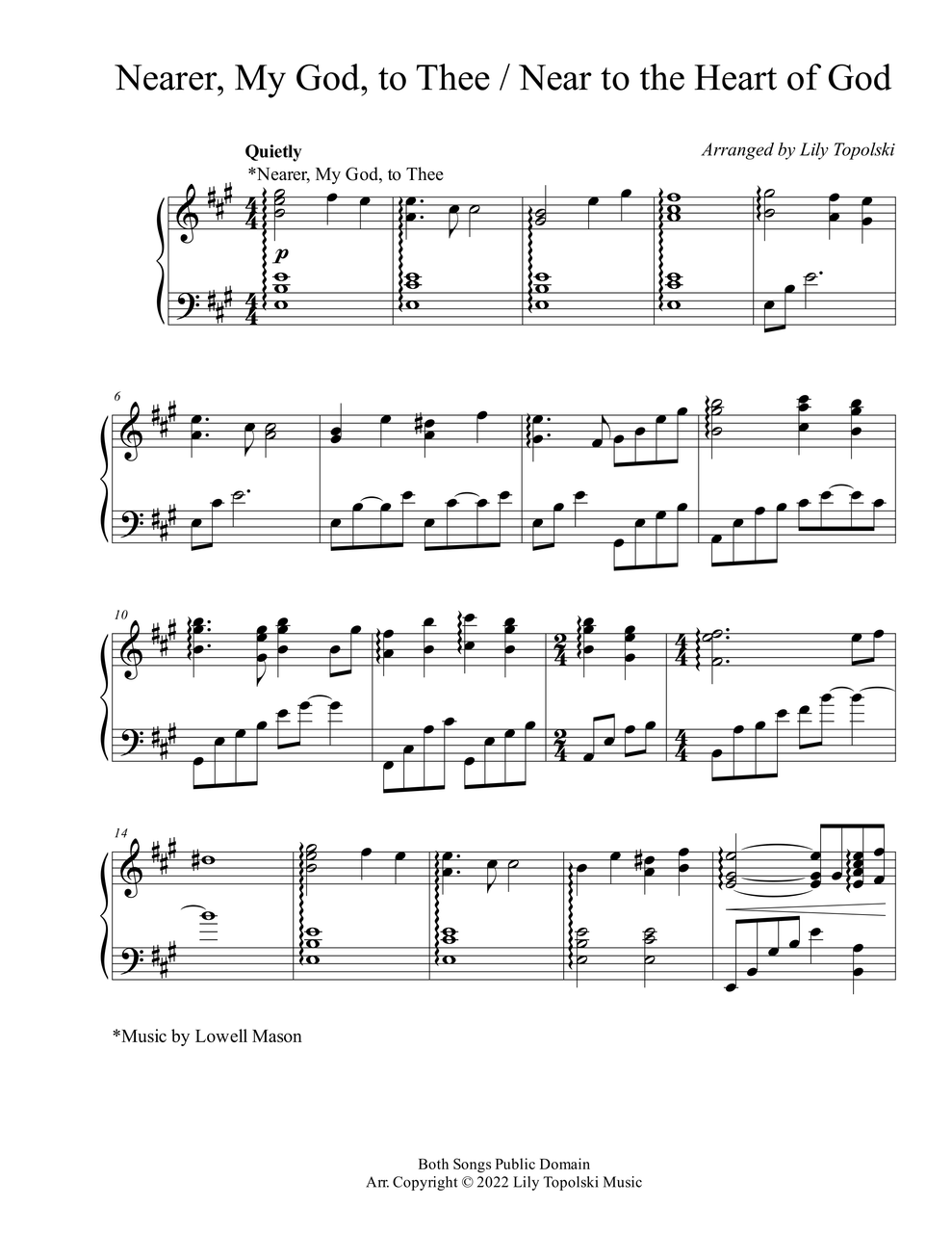 Nearer, My God, to Thee / Near to the Heart of God - Digital Sheet Music
