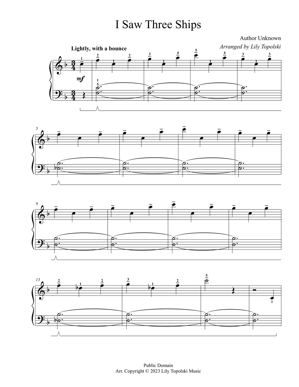 FREE: I Saw Three Ships - Digital Sheet Music (Late Elementary)