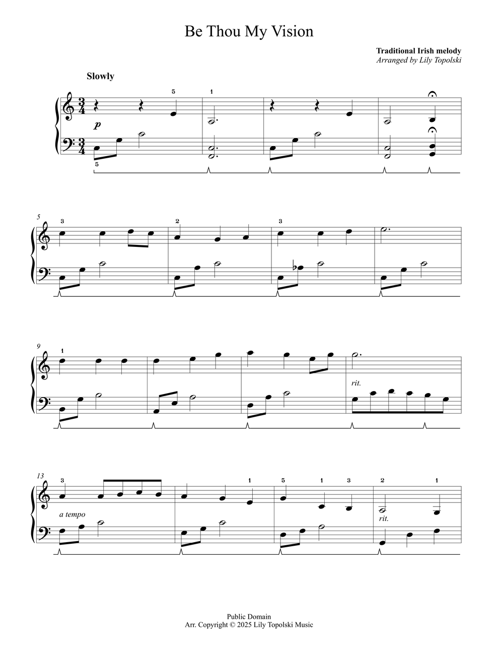 Be Thou My Vision (Early Intermediate) - Digital Sheet Music
