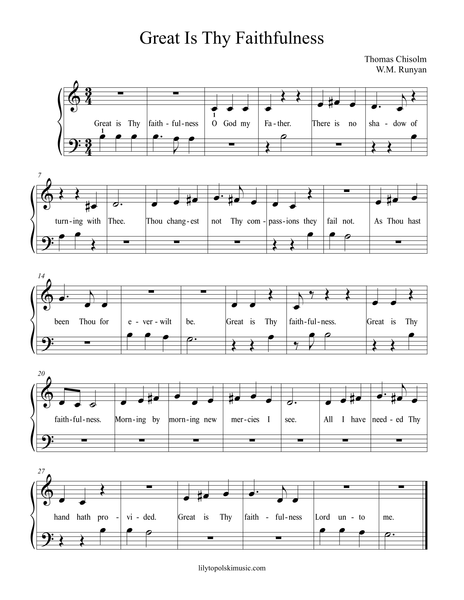 FREE: Great Is Thy Faithfulness - Digital Sheet Music (Elementary)