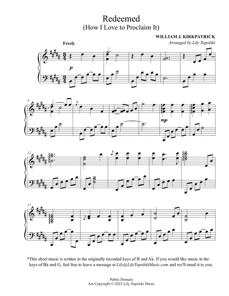 Redeemed (How I Love to Proclaim It) - Digital Sheet Music