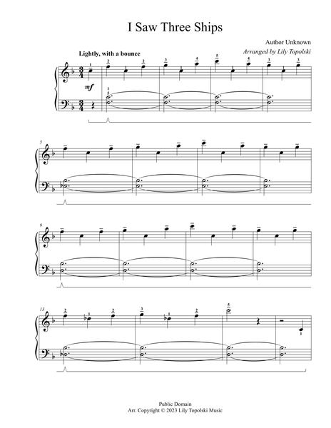 FREE: I Saw Three Ships - Digital Sheet Music (Late Elementary)