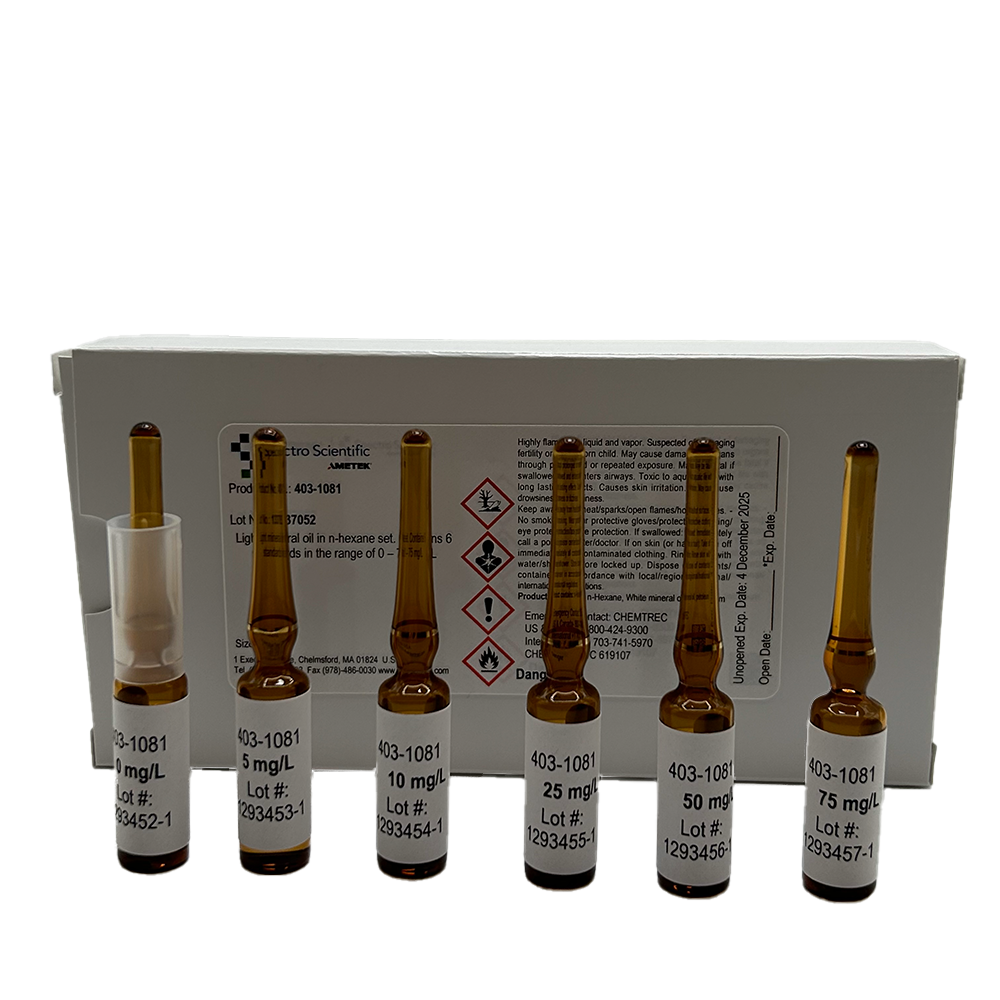 Hexane TOG/TPH Six point Calibration Standard Set: Light Mineral Oil in ...