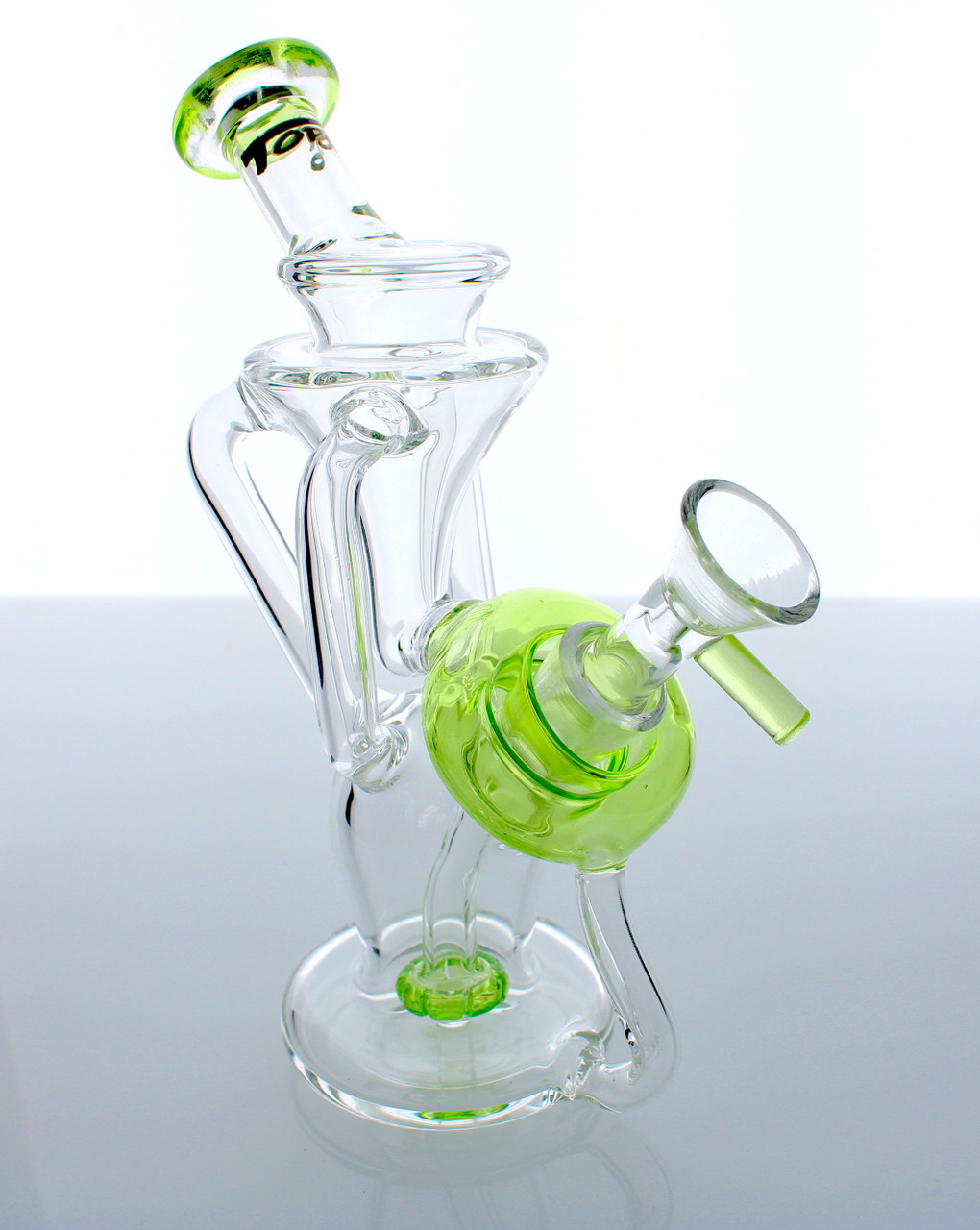 7 Klein Donut Recycler With Triple Uptake Green Quartz Banger