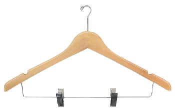 Ladies' Contour Suit Hanger with Clips, Mini Hook, Natural Finish, Case ...