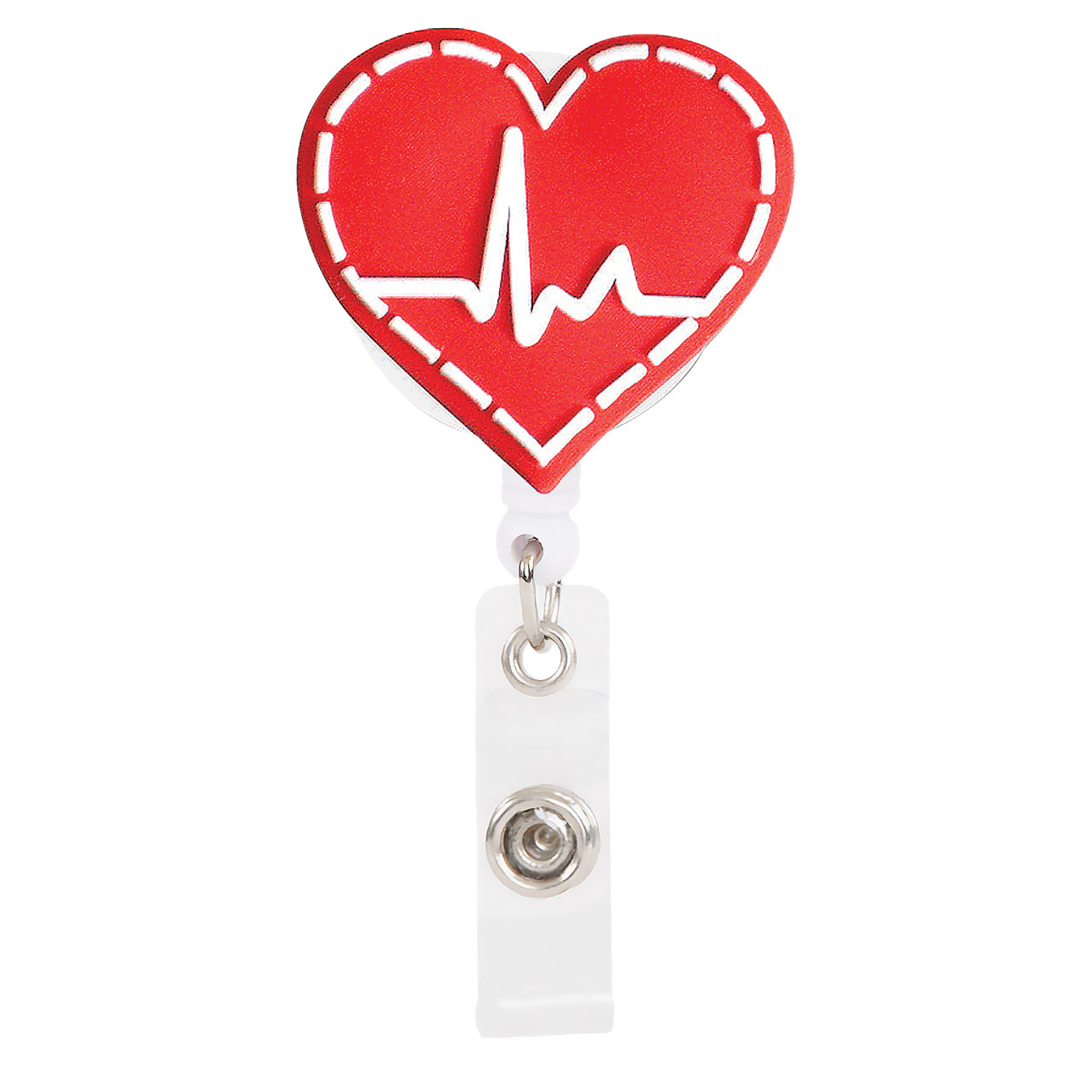 Rubber Badge Reel - EKG Heart | Cloverkey Hospital Gift Shops