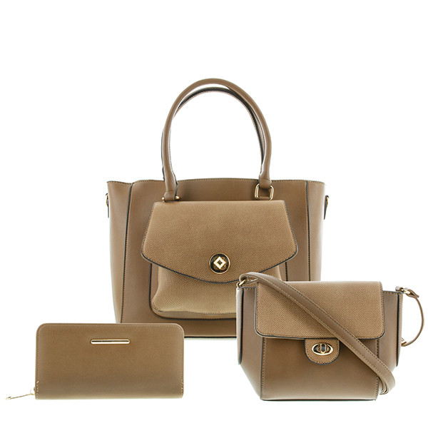 3-Piece Handbag Set - Taupe | Cloverkey Hospital Gift Shops