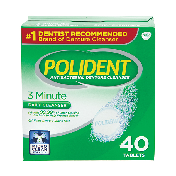 Polident Antibacterial Denture Cleanser Tablets - 40ct Box | Cloverkey ...