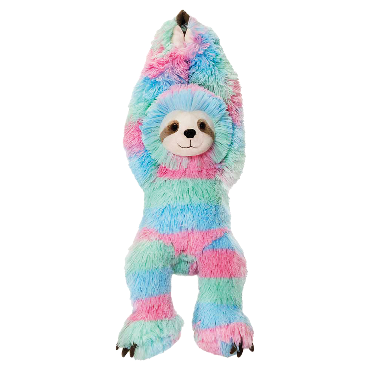 Hanging 18-Inch Plush Sloth in Pastel Rainbow Colors | Cloverkey ...