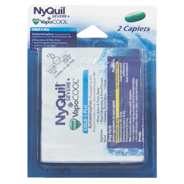 NyQuil Severe Plus VapoCool Caplets - Individual Single Dose Packet ...