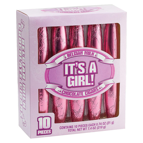 10-Pack Chocolate Birth Announcement Cigars - It's a Girl | Cloverkey ...