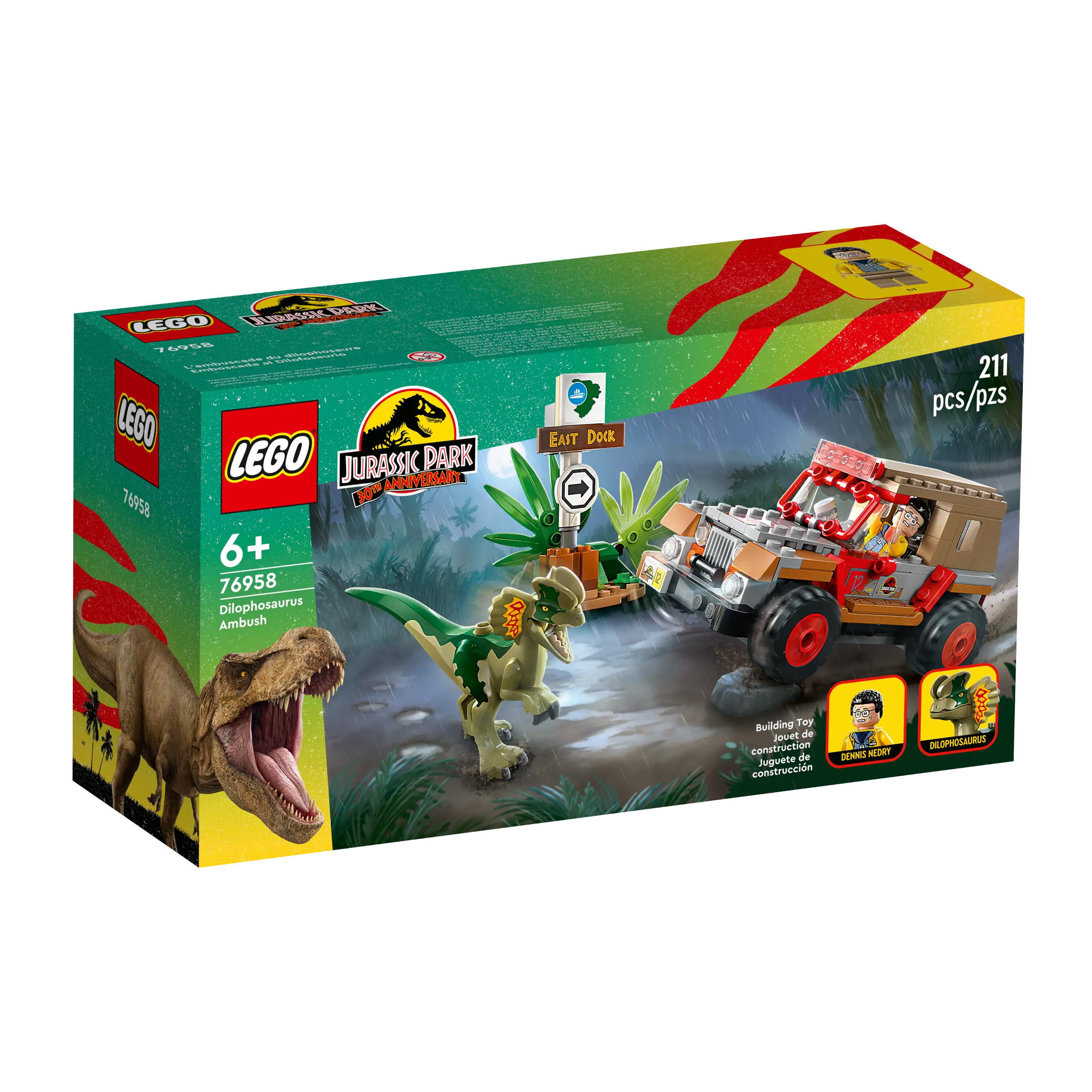 LEGO Jurassic Park Dilophosaurus Ambush Building Toy Set | Cloverkey ...