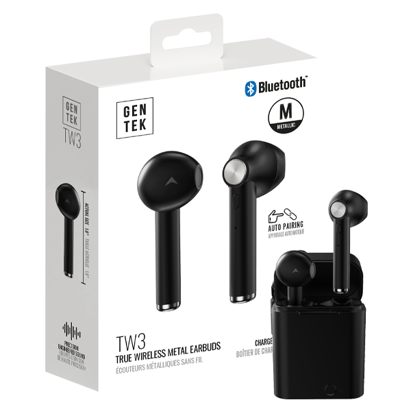 GenTek TW3 True Wireless Metal Earbuds | Cloverkey Hospital Gift Shops