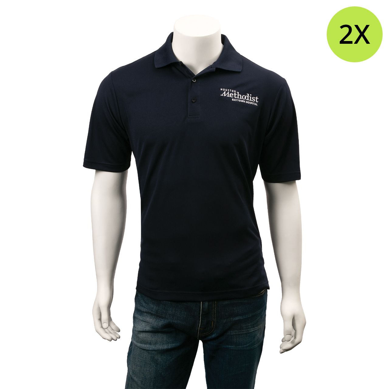 Houston Methodist Baytown Hospital Logoed Men's Polo Shirt - Navy - 2X ...