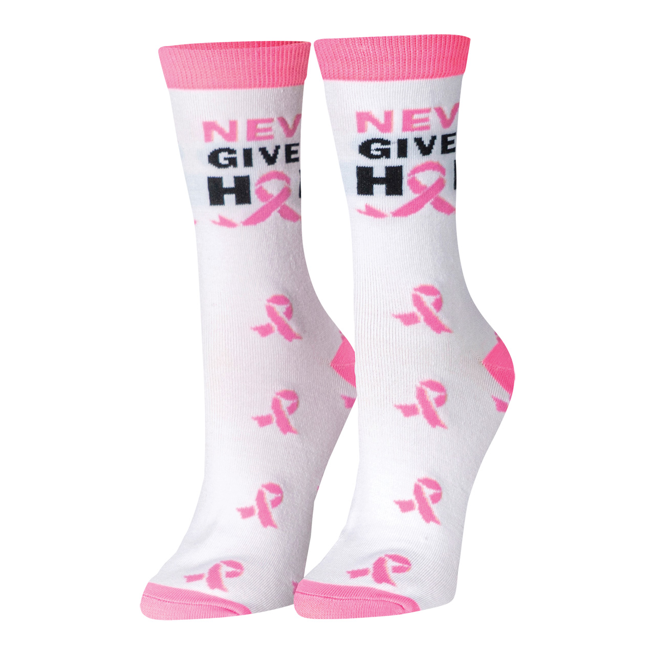 Ladies Pink Ribbon Crew Socks | Cloverkey Hospital Gift Shops