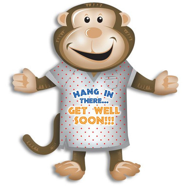Jumbo Get Well Soon Monkey Mylar Balloon | Cloverkey Hospital Gift Shops