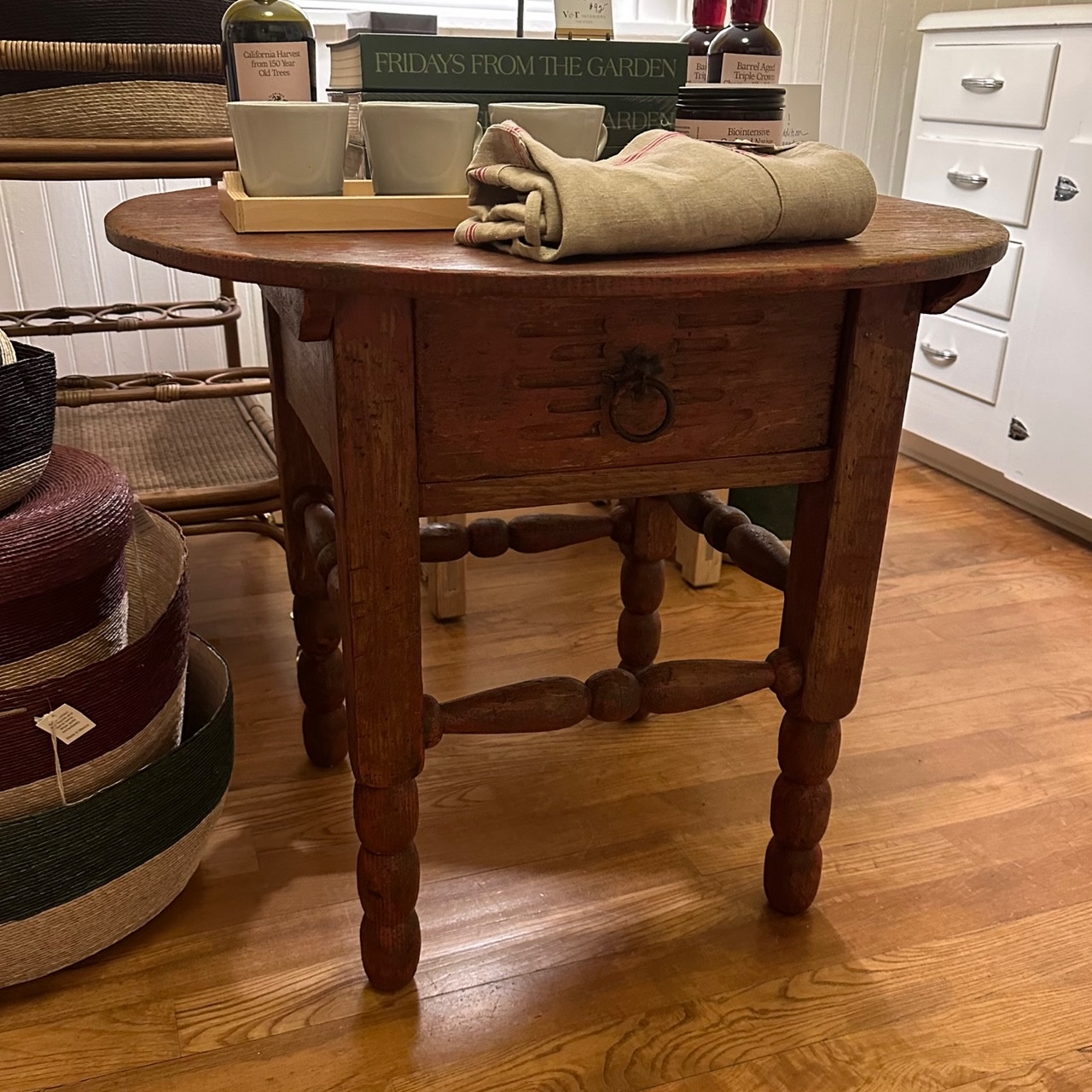 Chris Thayer - Red Painted Round Side Table - V & R Interiors - The Store
