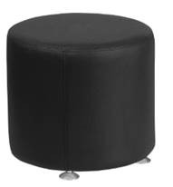 Black 18" Round Leather Ottomans - Event Source Solutions