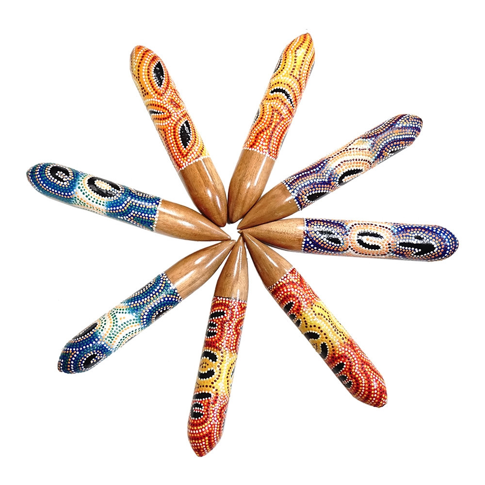 Tapping Sticks With round Aboriginal Art - Buy Online, Worldwide ...