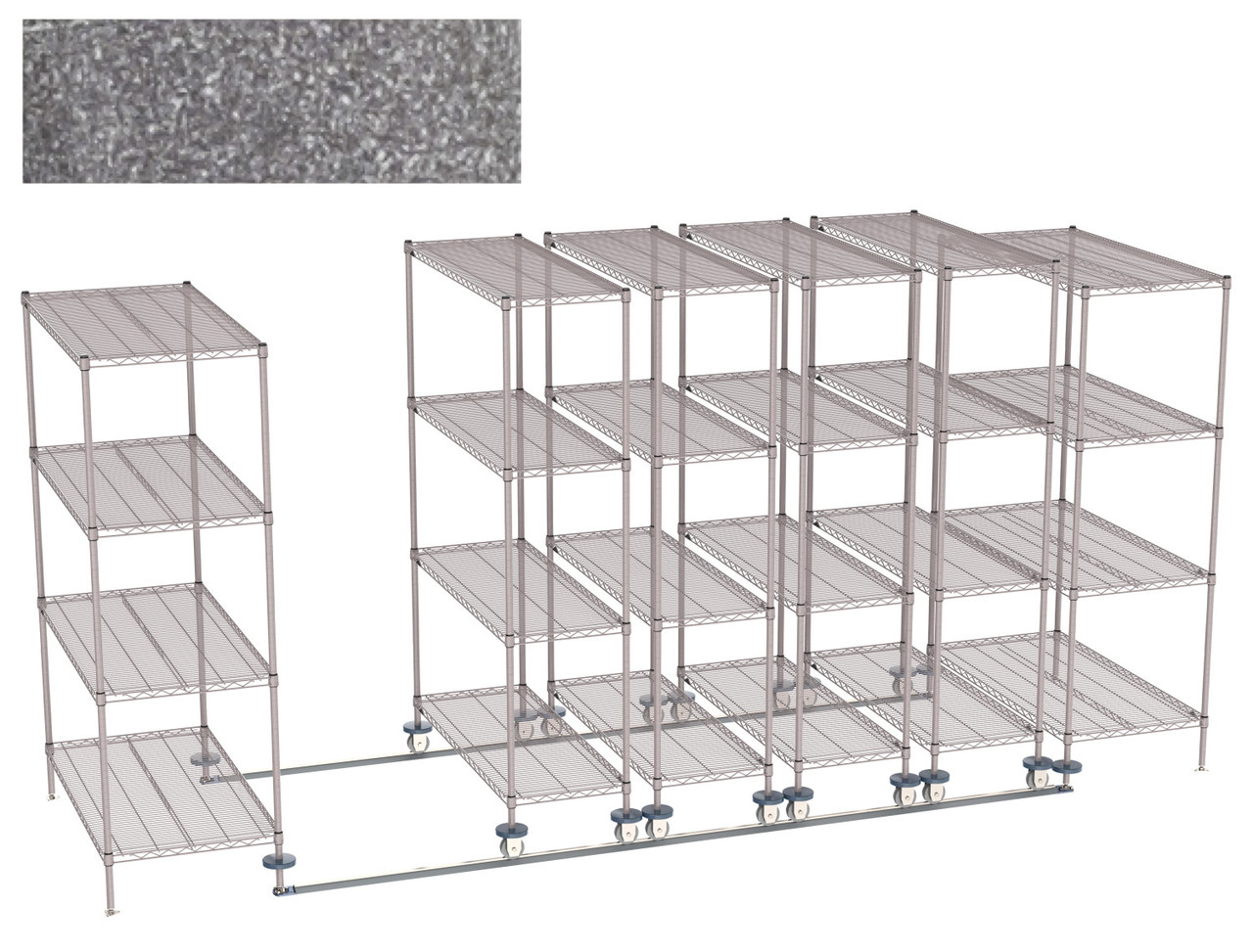 Metro qwikTRAK Floor Track Shelving with Super Erecta Metroseal Gray ...