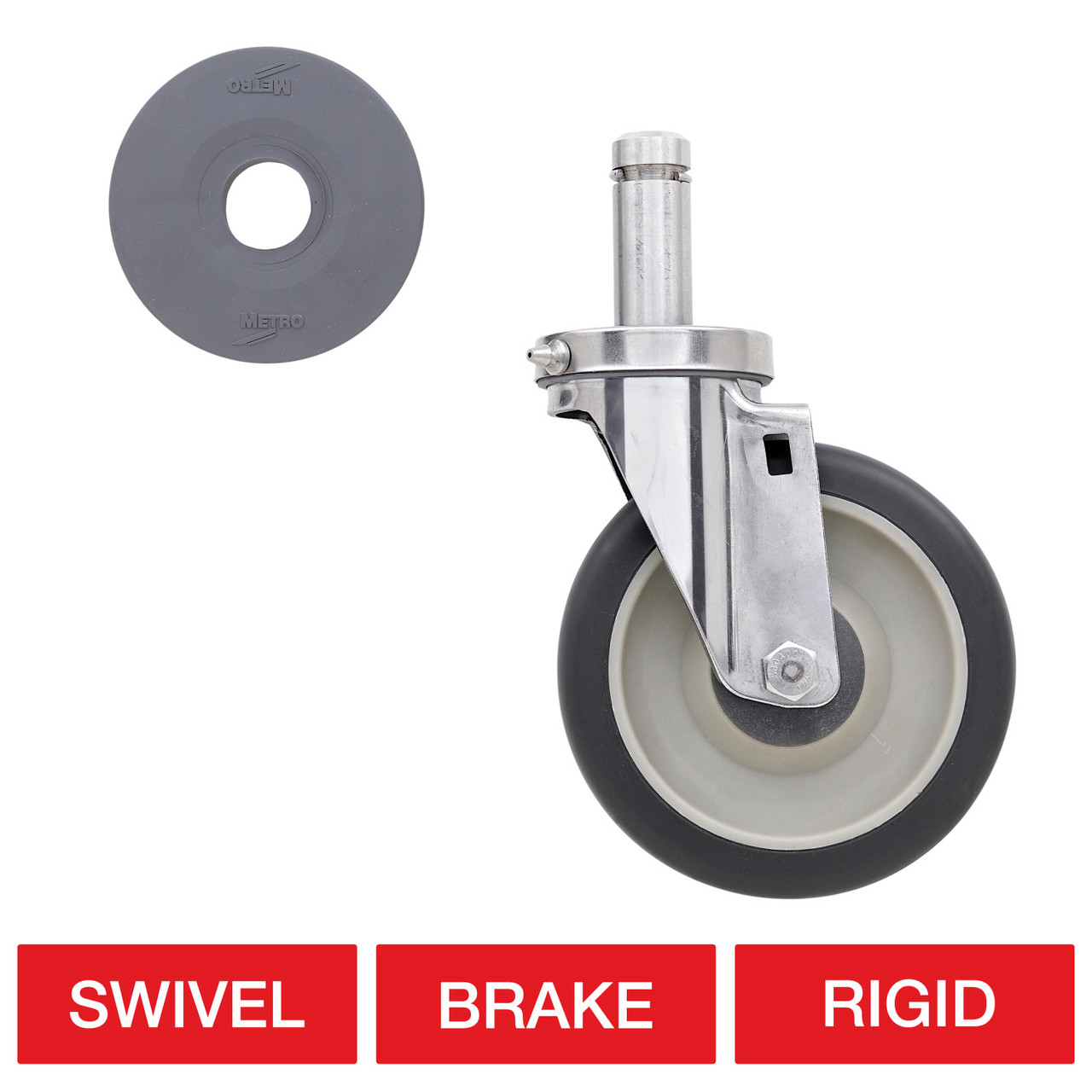 Metro 5" Cart-Washable Stem Casters with Polyurethane Wheel Treads for ...