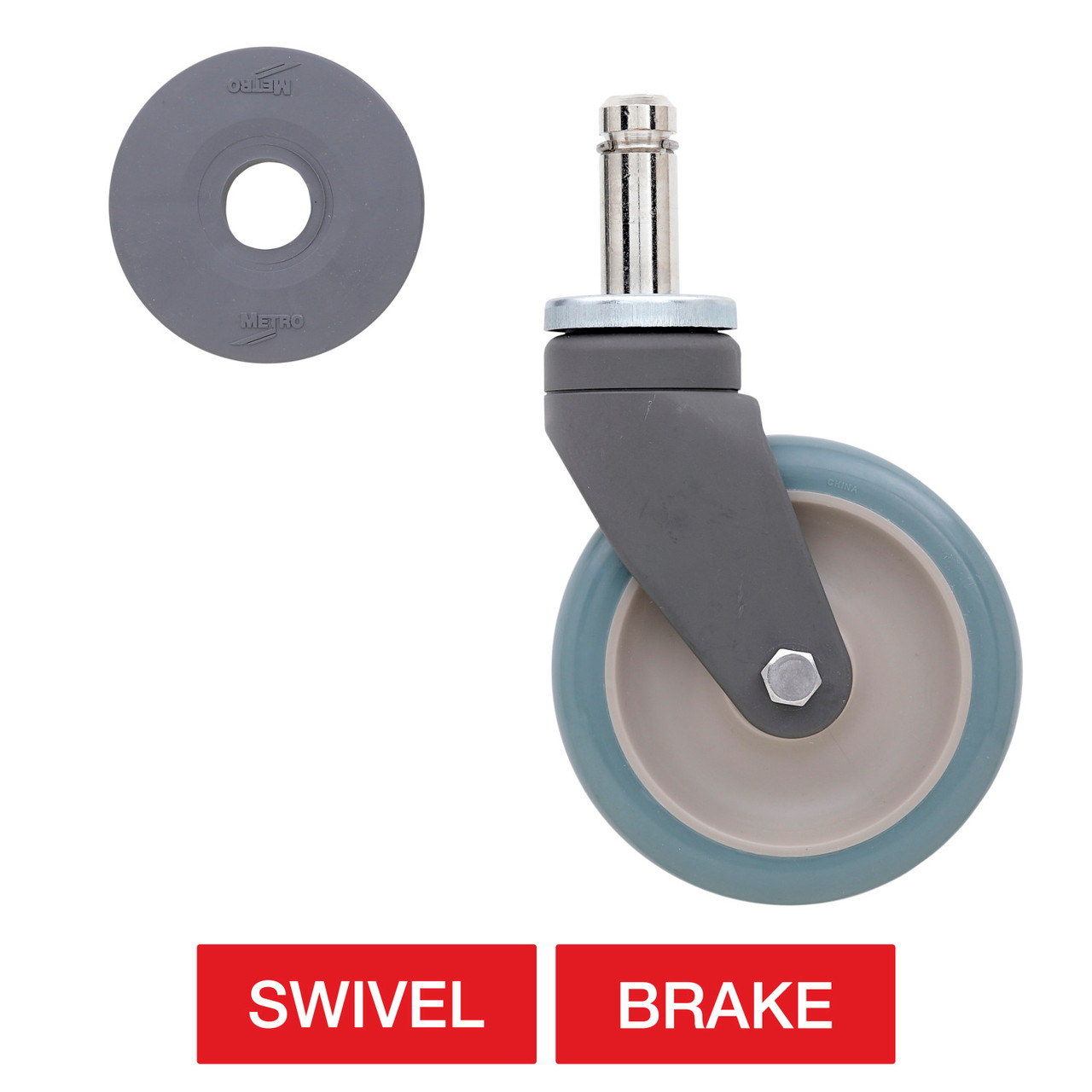 Metro 5" Polymer Stem Casters with Antimicrobial Polyurethane Wheel ...