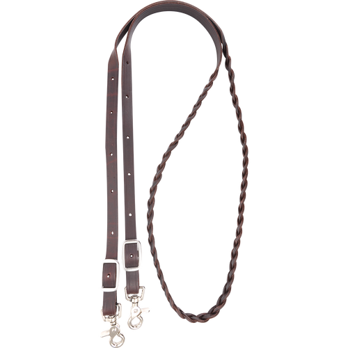 3 Plait Braided Latigo Roping Reins - Pro Roper Supply
