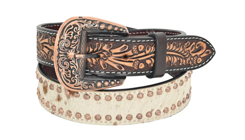 Brown & White Cowhide Belt - Pro Roper Supply