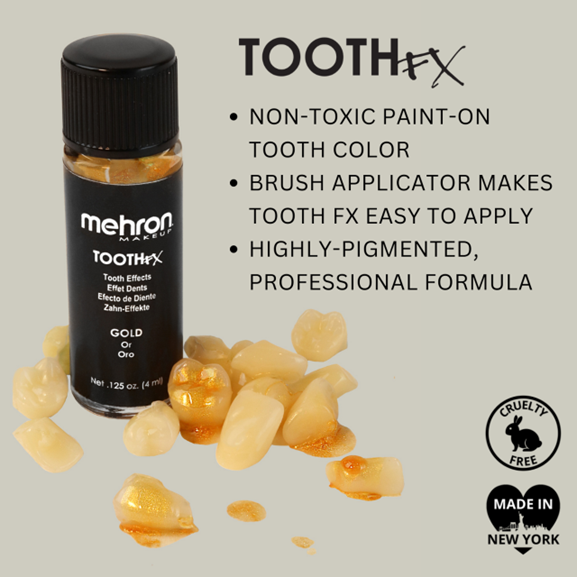 Tooth FX Temporary Tooth Paint Gold | Mehron | Makeup - The Costume Shoppe