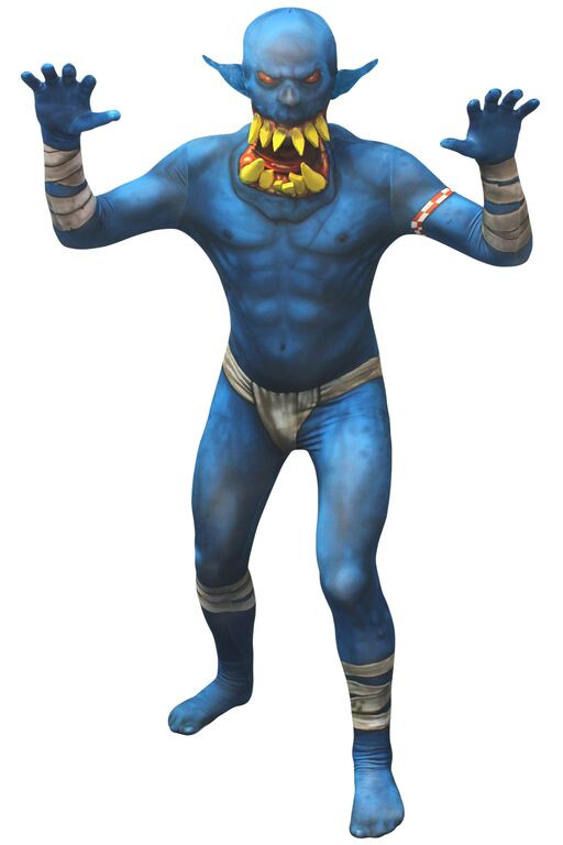 Blue Orc Jaw Dropper Adult Morphsuit Costume - The Costume Shoppe