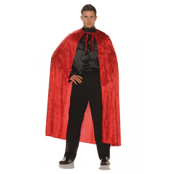 Red Velvet Cape with Collar - The Costume Shoppe