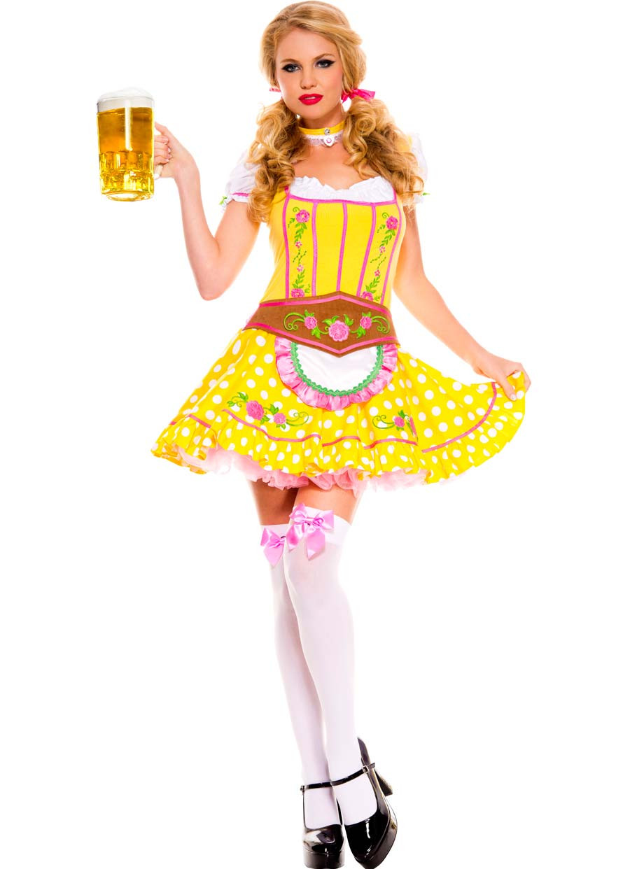 Yellow German Oktoberfest Dirndl Costume - The Costume Shoppe
