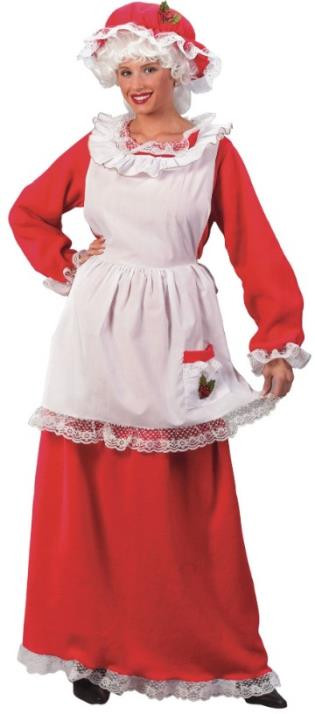 Mrs. Claus Classic Cristmas Dress with Embroidered Apron