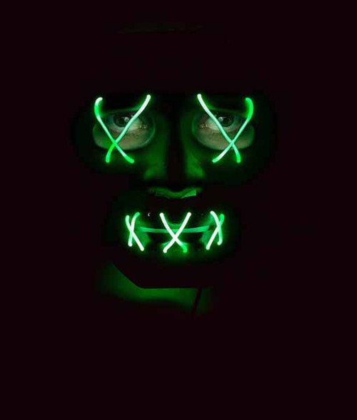 Purge LED Light-Up String Mask - Black and Green | Halloween ...