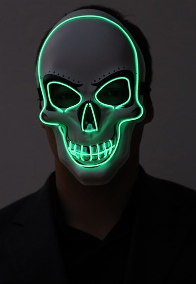 Green Skull Neon Light Up Purge Mask - The Costume Shoppe